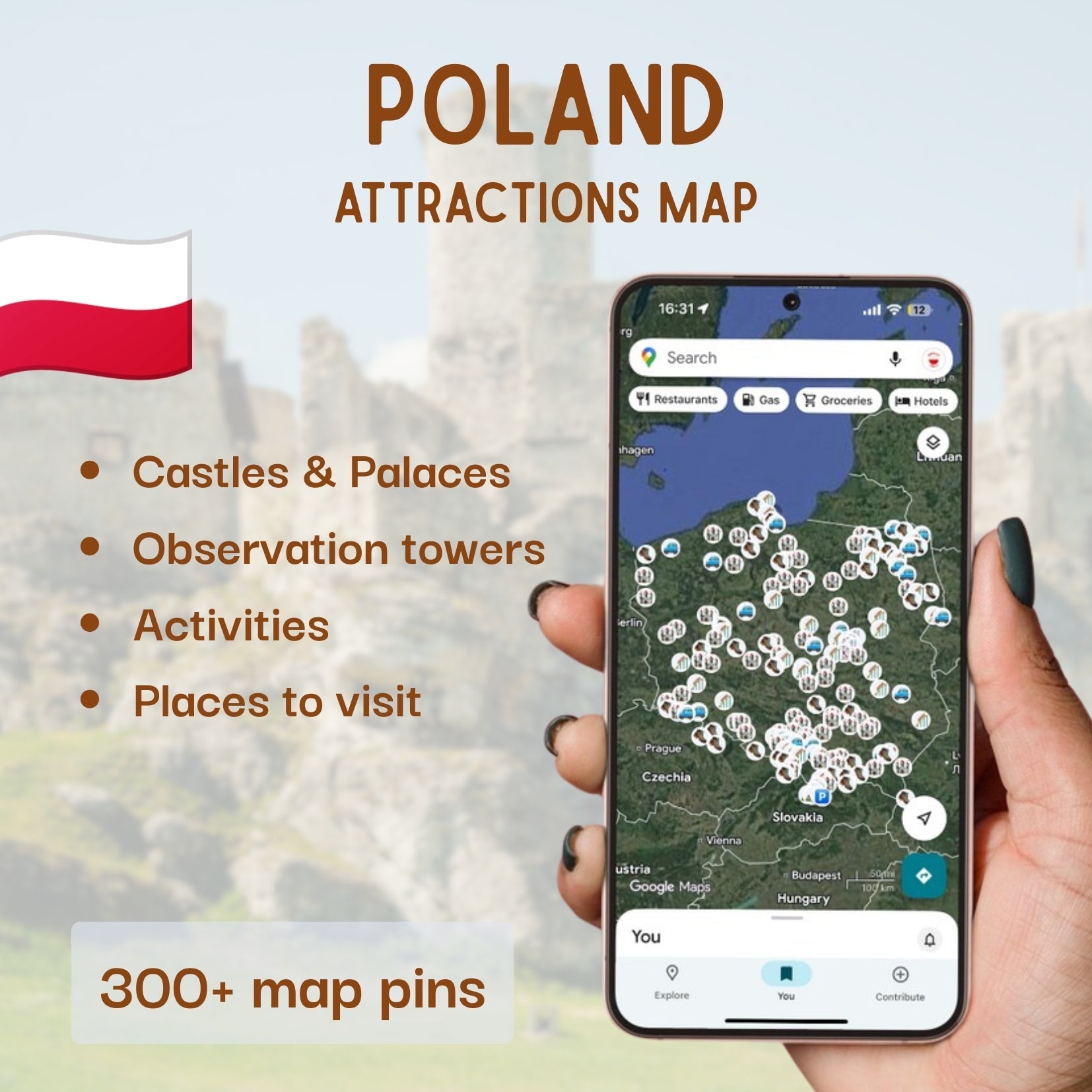 Poland Sightseeing Map – 300+ Attractions | Castles, Cities & Nature ...